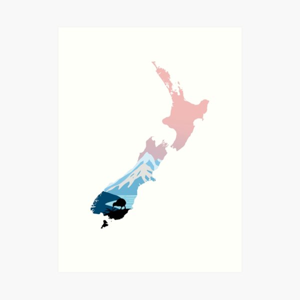 "new zealand map and landscape" Art Print for Sale by landscapeworlds ...