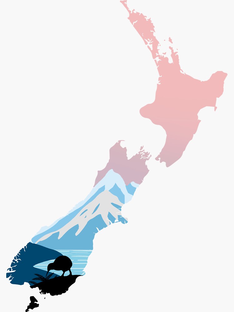 "new zealand map and landscape" Sticker by landscapeworlds | Redbubble