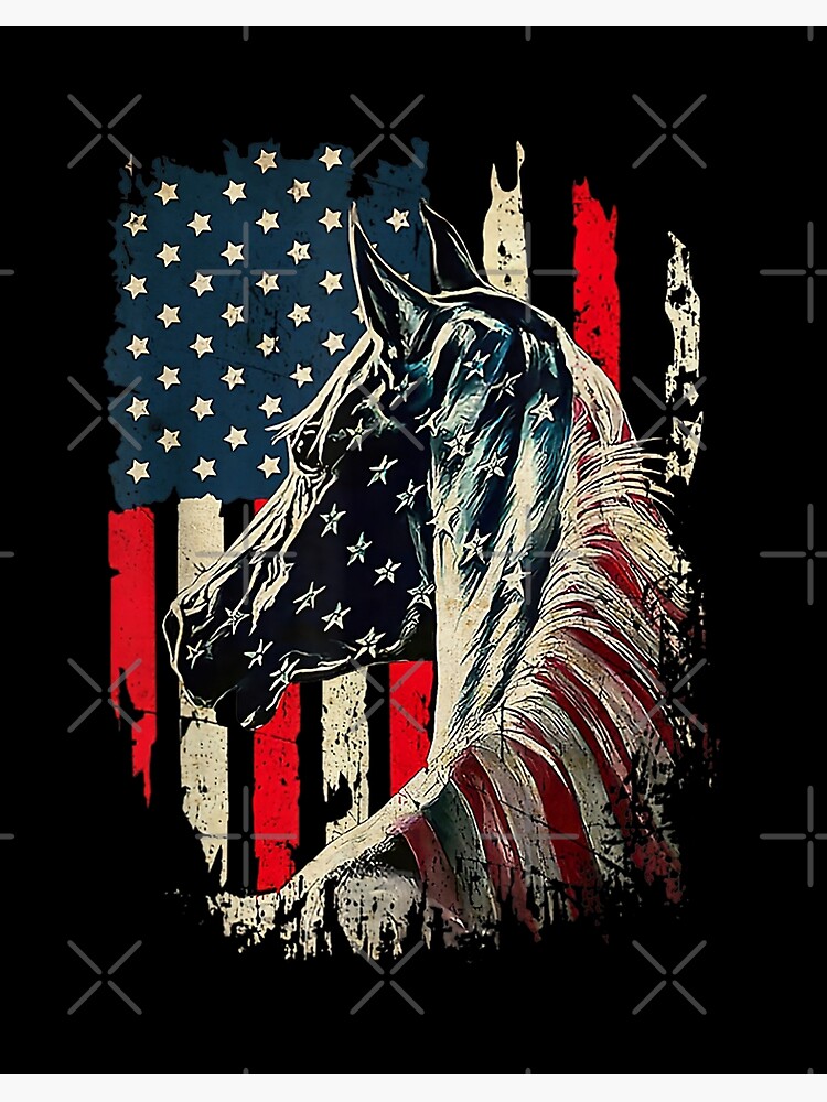 "Patriotic Horse American Flag Horse Vintage Retro" Art Board Print for ...