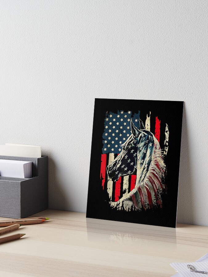 "Patriotic Horse American Flag Horse Vintage Retro" Art Board Print for ...
