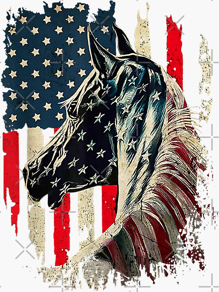 "Patriotic Horse American Flag Horse Vintage Retro" Sticker for Sale by ...