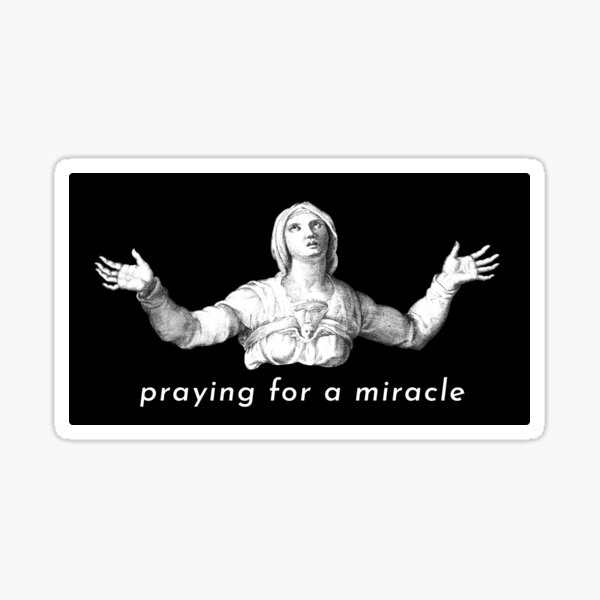 "Praying for a miracle meme" Sticker for Sale by PassageDisco | Redbubble