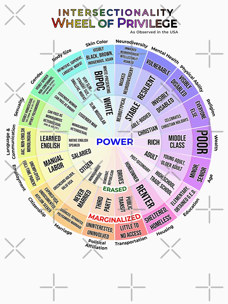 "Intersectionality: Wheel of Privilege" T-shirt for Sale by Just1Voice ...