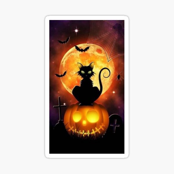 "cat halloween " Sticker for Sale by egyptionking2 | Redbubble
