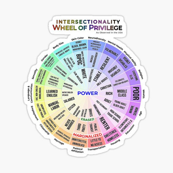 "Intersectionality: Wheel of Privilege" Sticker for Sale by Just1Voice ...
