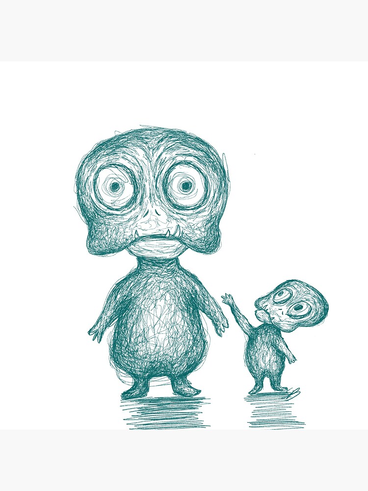 "Baby Creature Reaching to Mama Creature" Sticker for Sale by ...