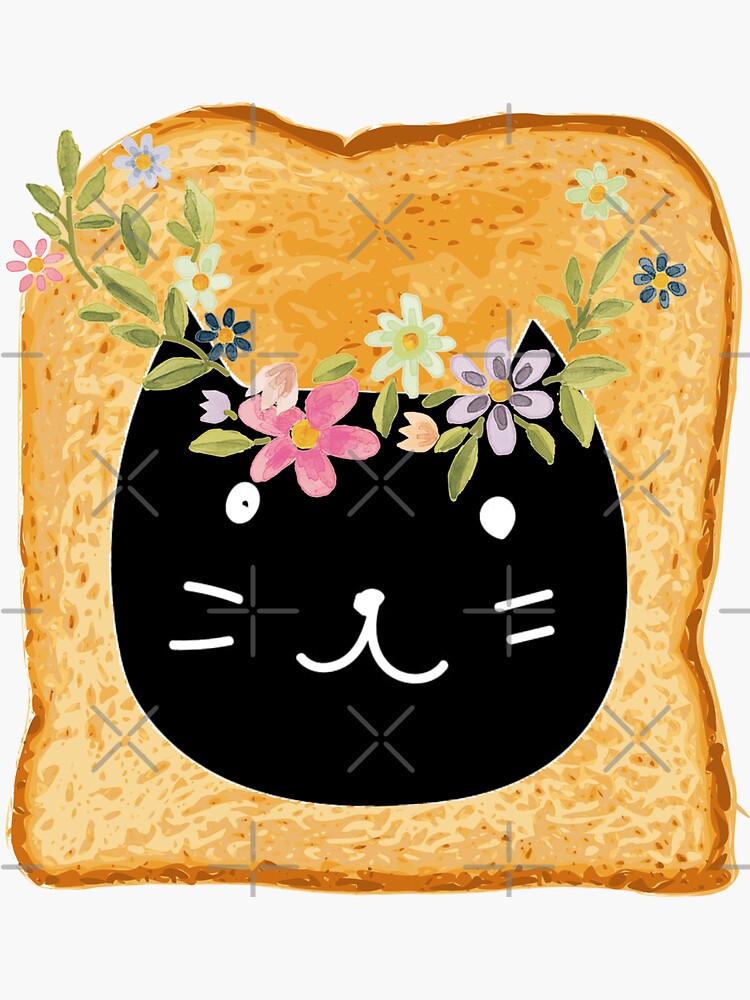 "Cat flower toast" Sticker for Sale by CaliforniaDi | Redbubble