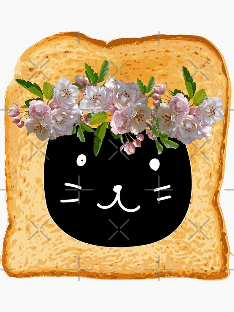 "Cat flower toast" Sticker for Sale by CaliforniaDi | Redbubble
