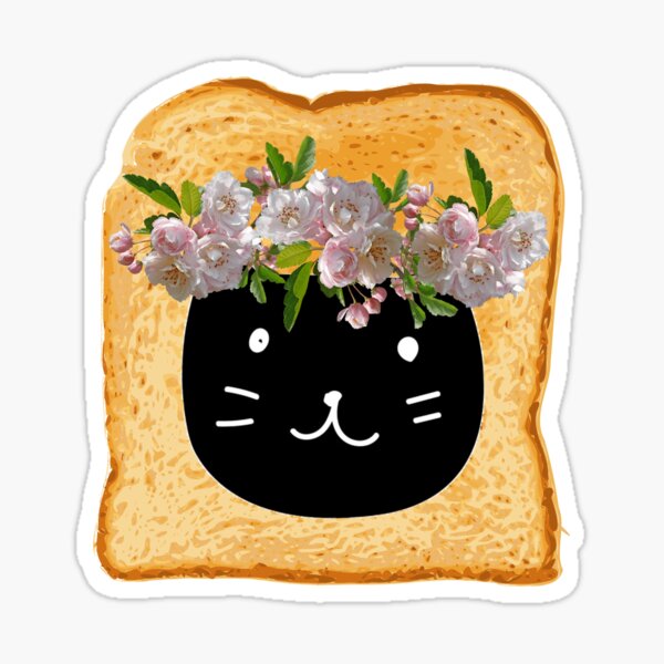 "Cat flower toast" Sticker for Sale by CaliforniaDi | Redbubble