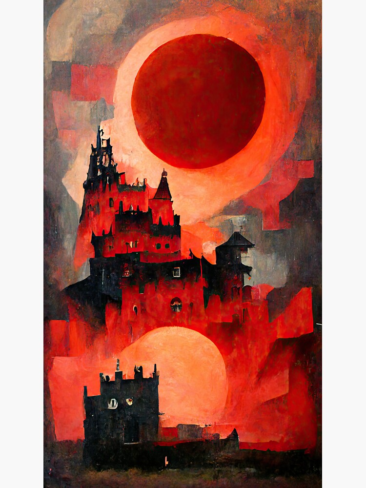 "Vampire castle under a red sun" Sticker for Sale by askal13 | Redbubble