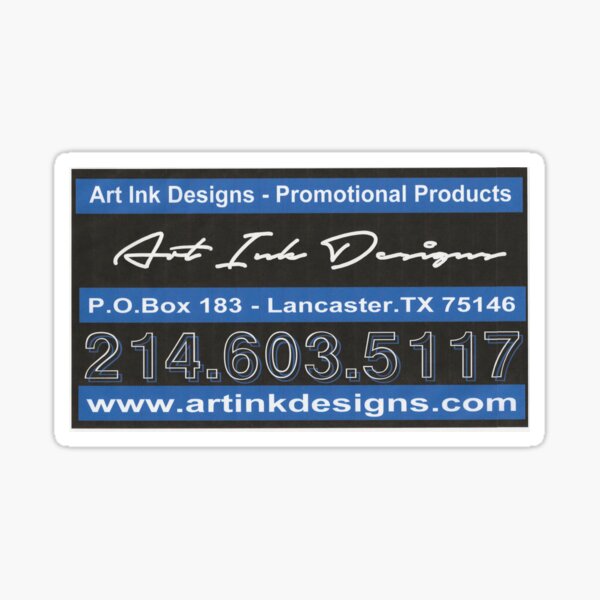 "Art Ink Designs Promotional Products" Sticker for Sale by ...