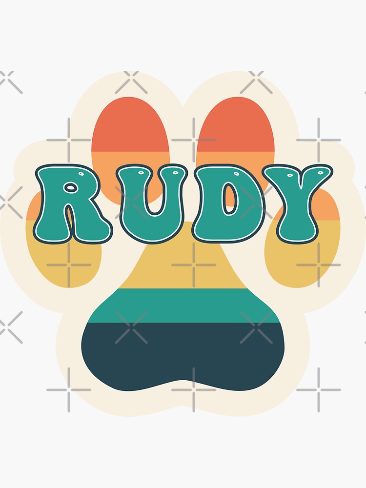 "Rudy Dog Name Vintage Sunset Paw Prints on Cream - Rudy Dog Name ...