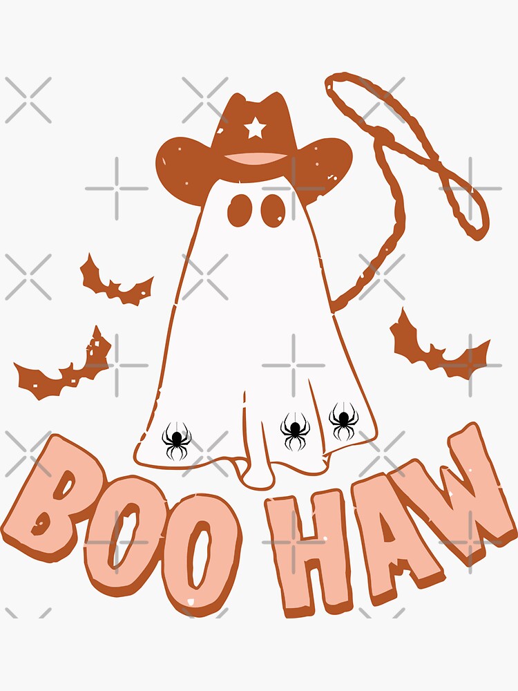 "Halloween Boo Haw Ghost Funny Cowboy Cowgirl Western T-Shirt" Sticker ...