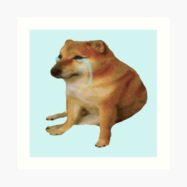 "sad cheems" Art Print for Sale by bubblybathtime | Redbubble
