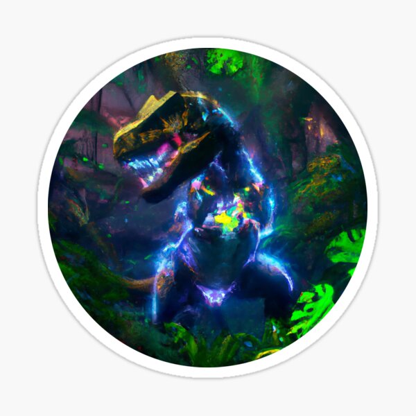 "Cyber Dino in Neon Blue" Sticker for Sale by AbsoluteA | Redbubble