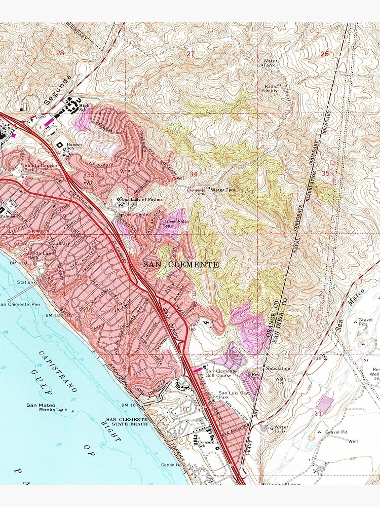 "Vintage Map of San Clemente California (1968)" Photographic Print by ...