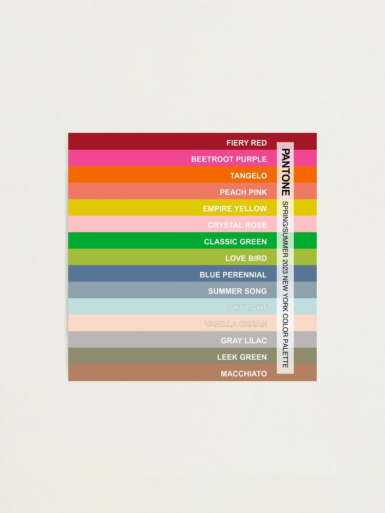 "New York Fashion Week Color Palette, Spring/Summer 2023 (all 15 colors ...