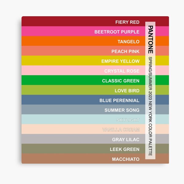 "New York Fashion Week Color Palette, Spring/Summer 2023 (all 15 colors ...