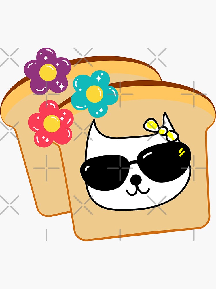 " Cat flower toast" Sticker for Sale by CaliforniaDi | Redbubble