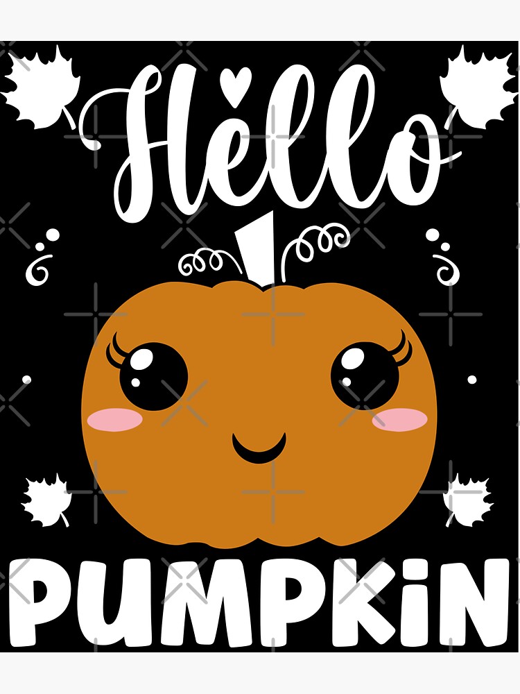 "Hello Pumpkin Cute Halloween Fall Pumpkin Design - Black" Sticker for ...