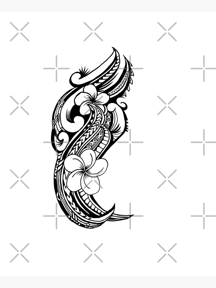 "Tiare Tribal Floral and Leaf" Poster for Sale by sunnthreads | Redbubble