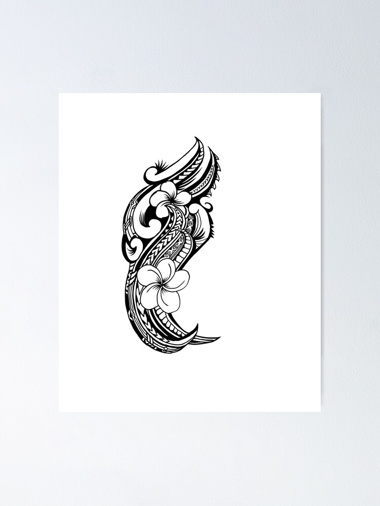 "Tiare Tribal Floral and Leaf" Poster for Sale by sunnthreads | Redbubble