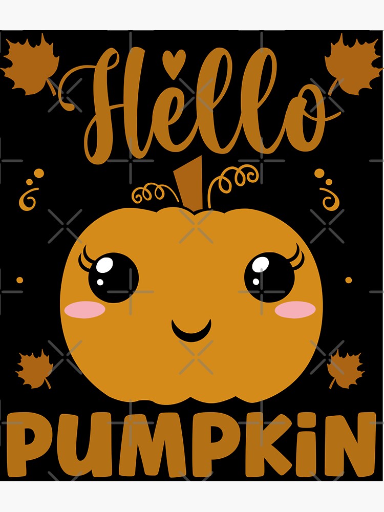 "Hello Pumpkin Cute Halloween Fall Pumpkin Design - Orange" Sticker for ...