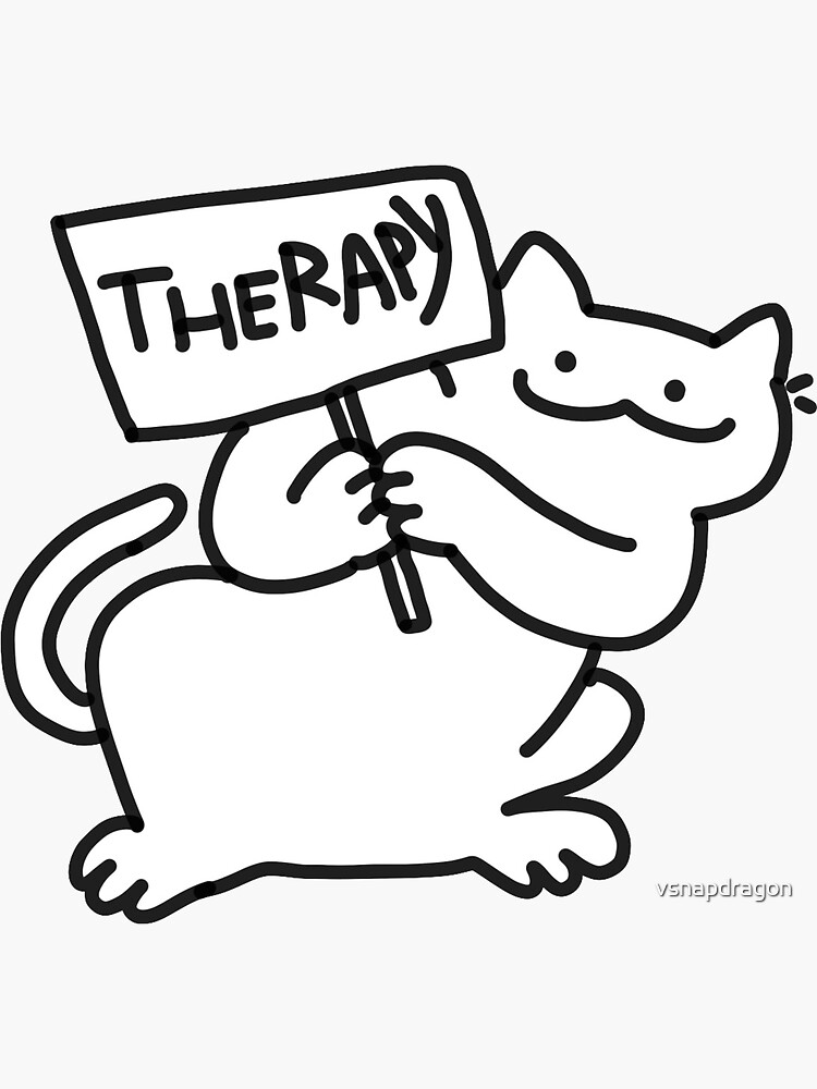 "Therapy cat " Sticker for Sale by vsnapdragon | Redbubble