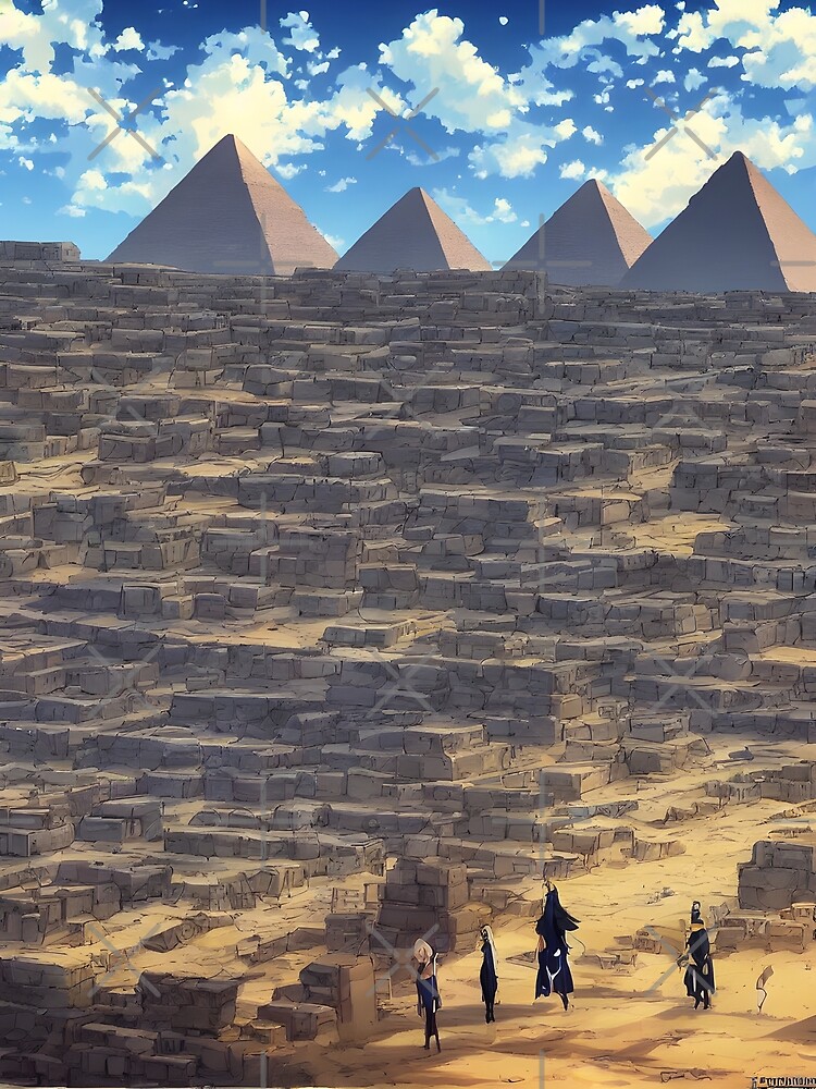 "Anime, The Great Pyramids of Giza" Poster for Sale by Art-of-AI ...