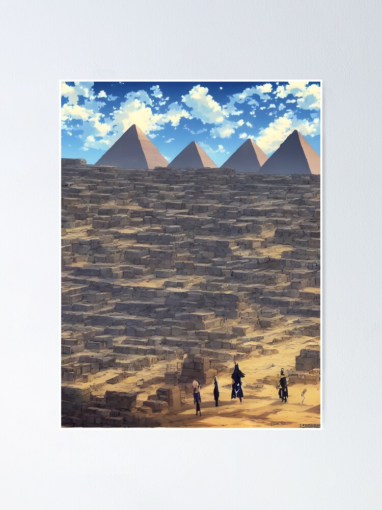 "Anime, The Great Pyramids of Giza" Poster for Sale by Art-of-AI ...