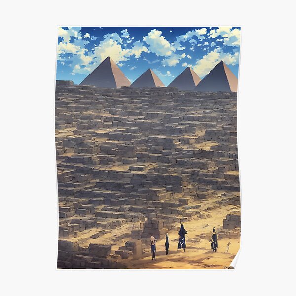 "Anime, The Great Pyramids of Giza" Poster for Sale by Art-of-AI ...
