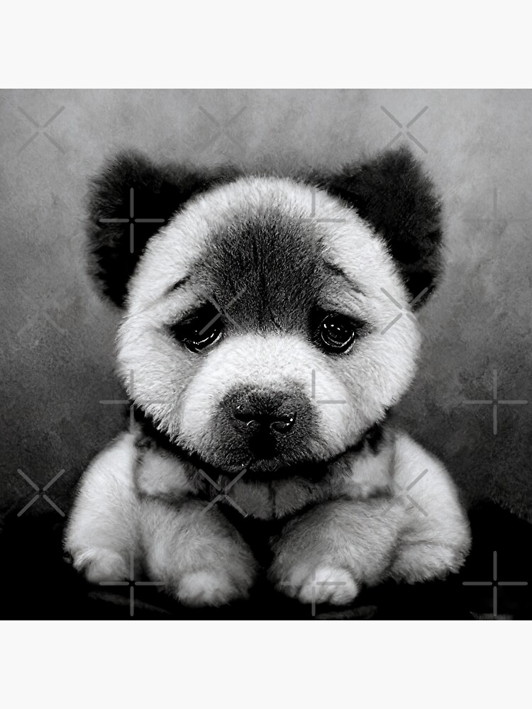 "Sad Cute Akita Puppy Dog" Sticker for Sale by SadPuppyStore | Redbubble