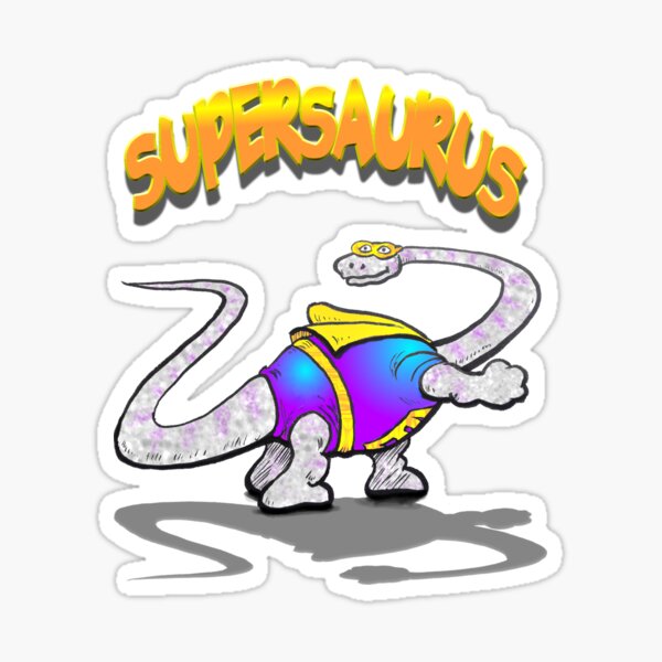 "Supersaurus (kids' cartoon dinosaur superhero)" Sticker by MA-TE ...