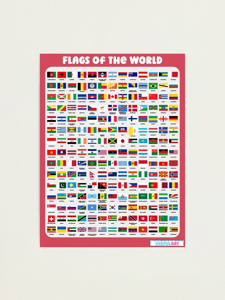 Lámina fotográfica «Banderas del mundo con nombres» de USEFULART-Shop ...