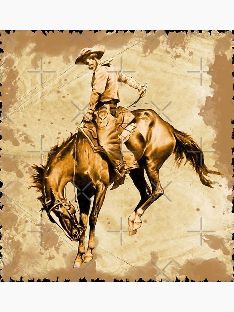"Western Vintage Cowboy Bronc Rider" Poster for Sale by handsoftime2020 ...