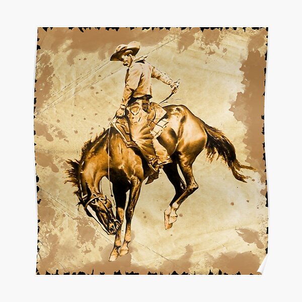 "Western Vintage Cowboy Bronc Rider" Poster for Sale by handsoftime2020 ...
