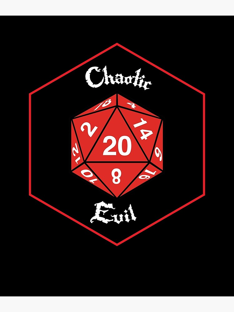 Póster «Chaotic Evil D20 Alineación de personajes Hexágono TTRPG» de ...