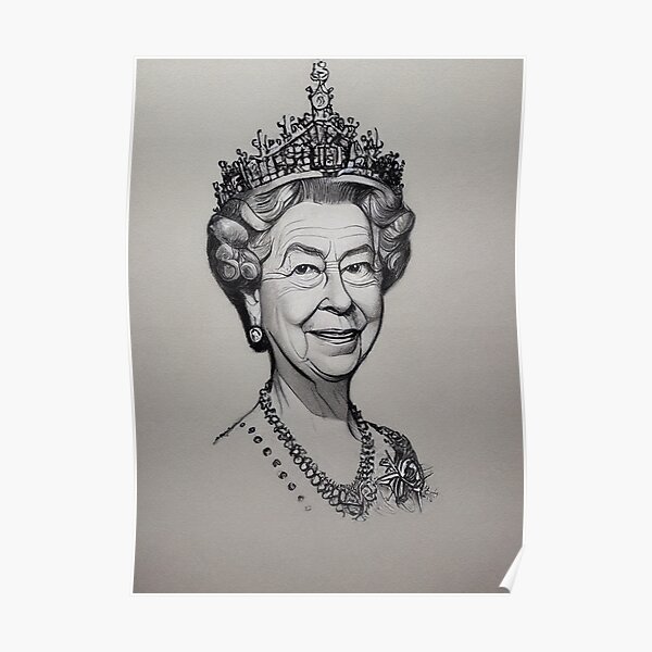 "Pencil sketch of Queen Elizabeth" Poster for Sale by GodBesartshop ...