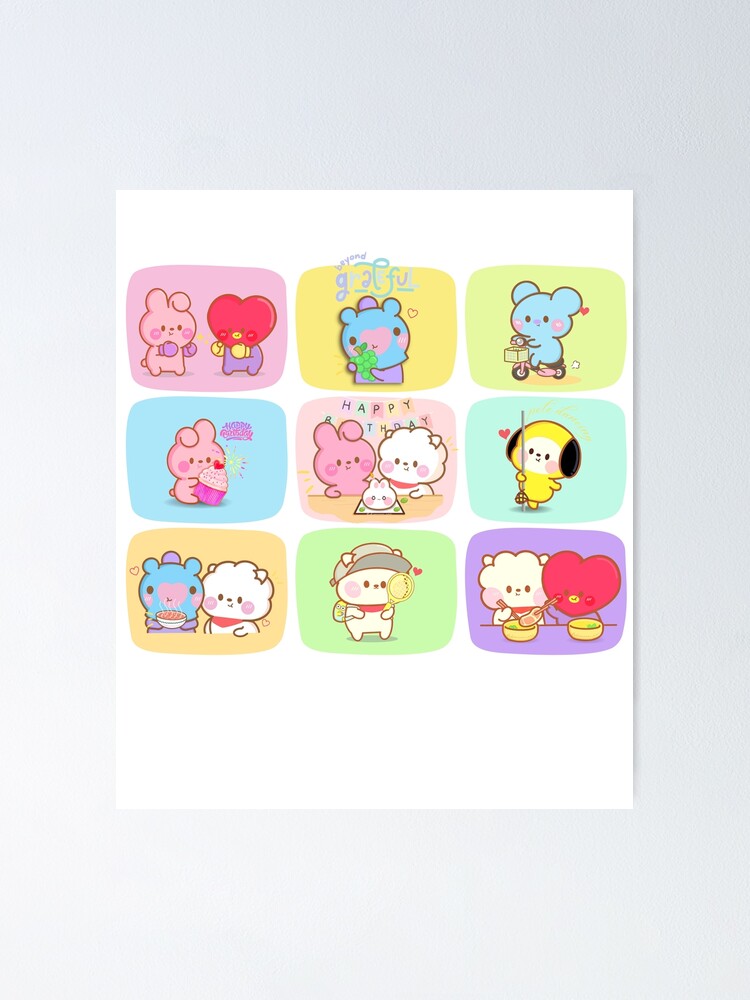 "Cute Kawaii Chibi BTS BT21 characters BTS post on IG" Poster for Sale ...