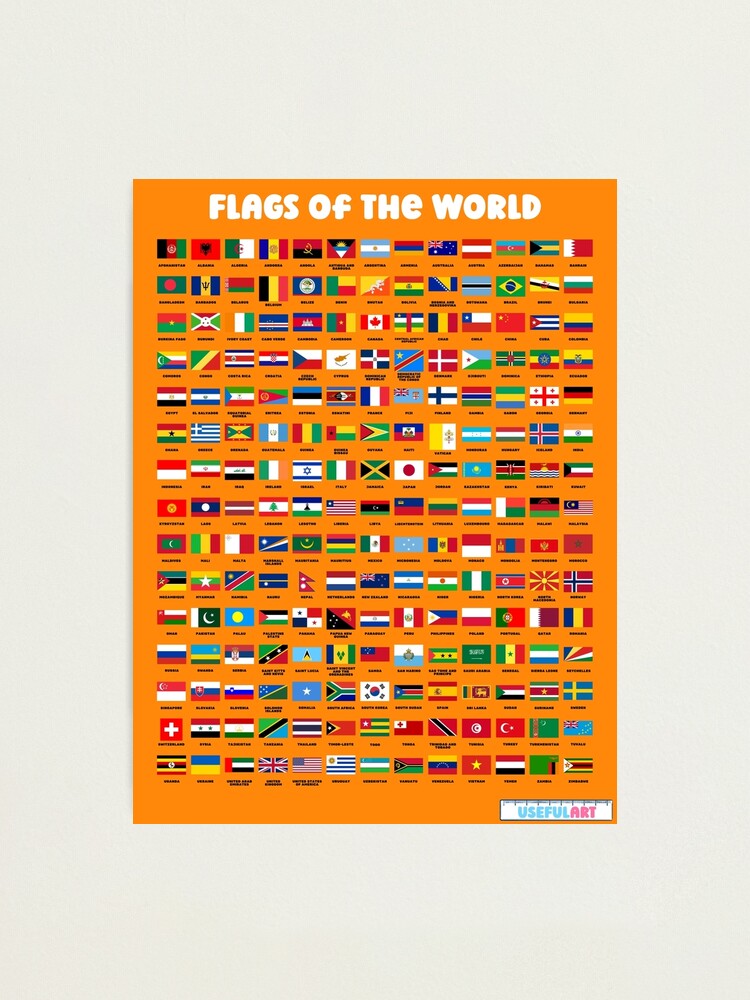 Lámina fotográfica «Banderas del mundo con nombres» de USEFULART-Shop ...