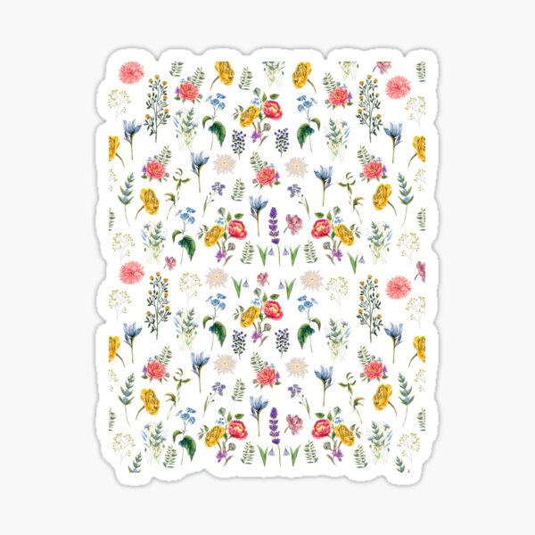 "Petra's Busy Wildflower garden - Dark Green Background" Sticker for ...