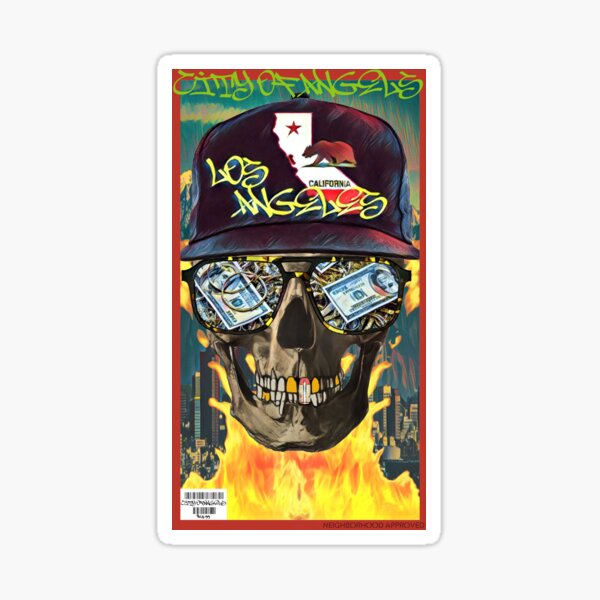 "Los Angeles Street Wear - Skull Gangsta" Sticker for Sale by ...