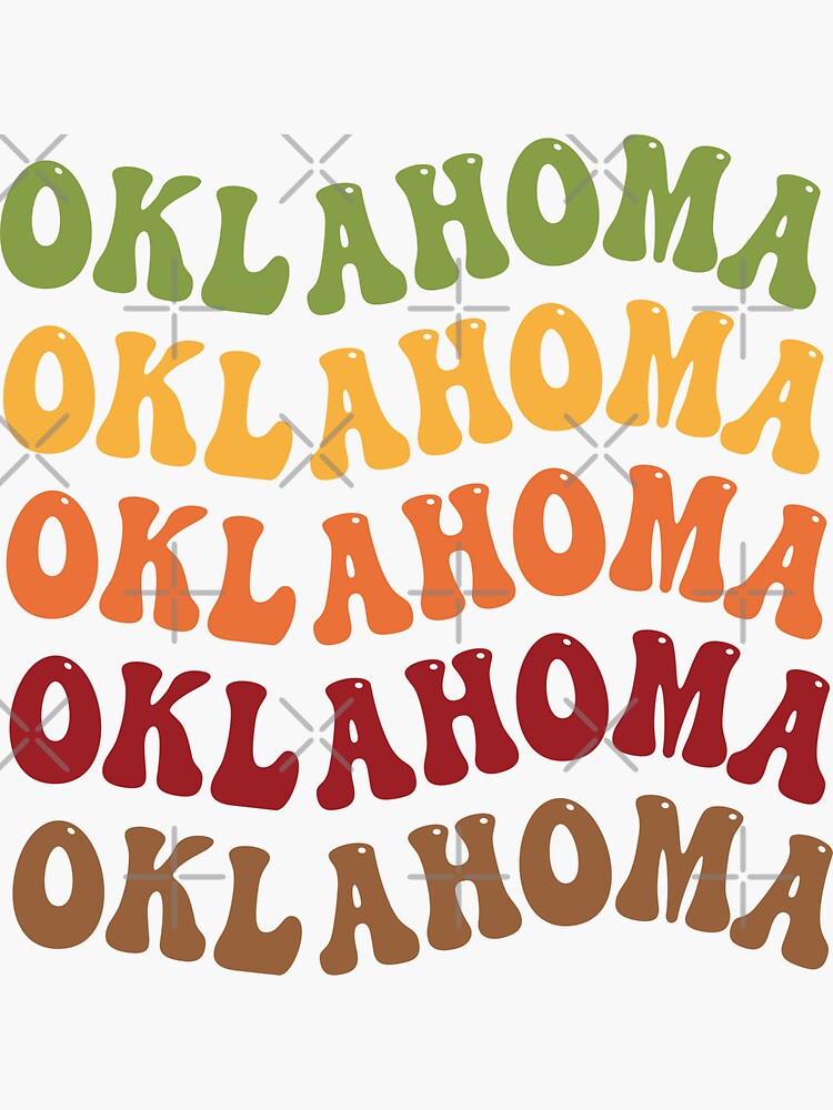 "Oklahoma Retro Vintage Groovy Wavy Text Classic" Sticker for Sale by ...