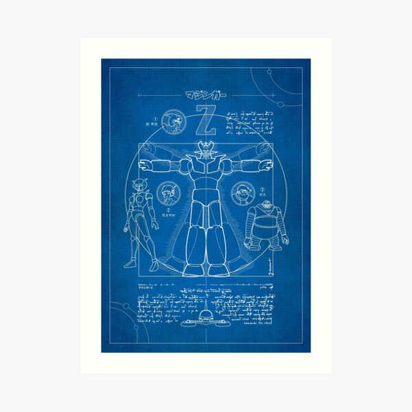 "241 Mazinger Z Blueprint" Art Print for Sale by yexart | Redbubble