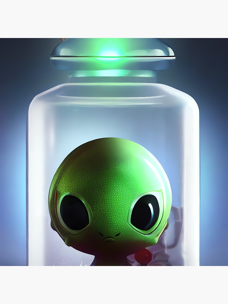 "Cute alien trapped in a bottle" Sticker for Sale by HellsBrew | Redbubble
