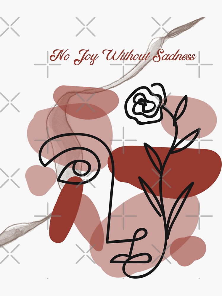 "No Joy Without Sadness, Minimalist Line Art Design" Sticker for Sale ...