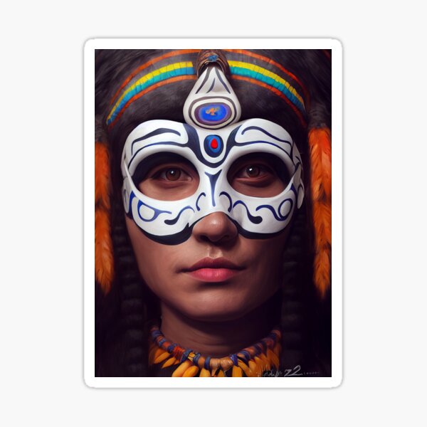 "Native American Warrior #2" Sticker for Sale by sasaiarts | Redbubble