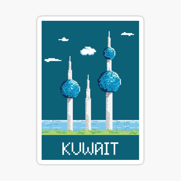 "Kuwait Towers - Pixel Art" Sticker for Sale by Assem-nail | Redbubble