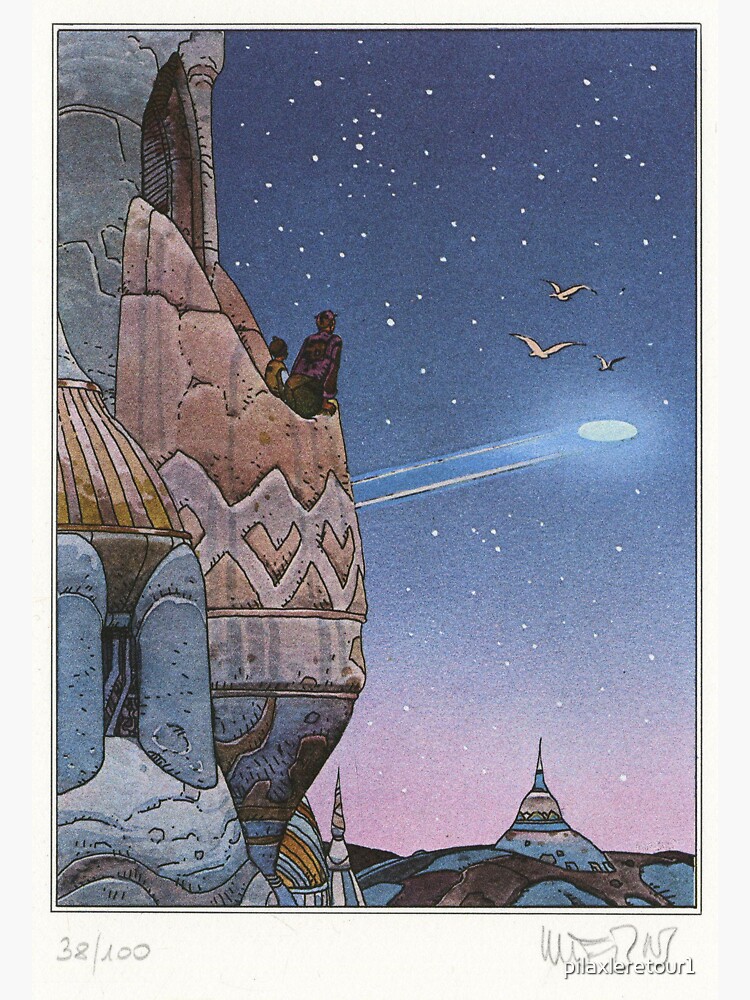 "jean giraud moebius watch on the moon" Sticker for Sale by ...