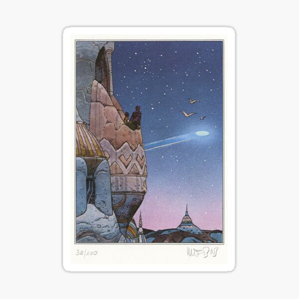 "jean giraud moebius watch on the moon" Sticker for Sale by ...